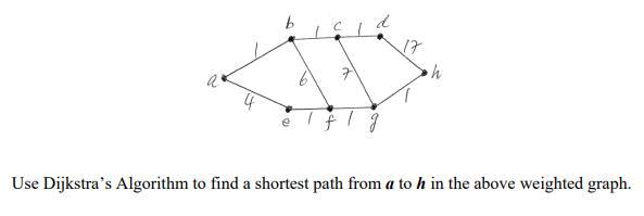 Solved b 17 h 2 7 ef Use Dijkstra's Algorithm to find a | Chegg.com