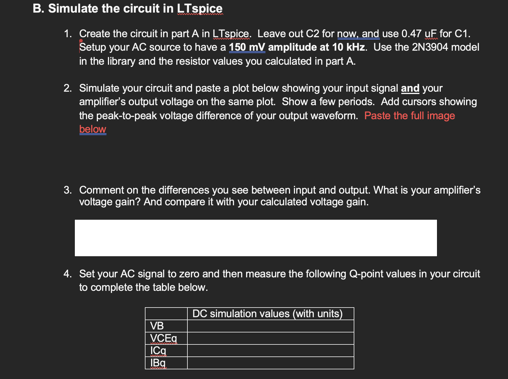 1. Create the circuit in part A in LTspice. Leave out | Chegg.com