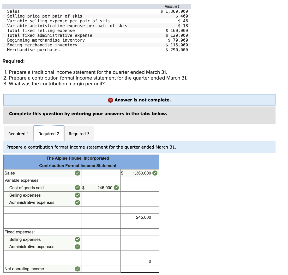 Solved Required:Prepare a traditional income statement for | Chegg.com
