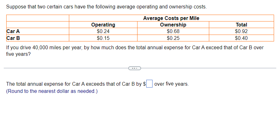 Solved Suppose that two certain cars have the following | Chegg.com