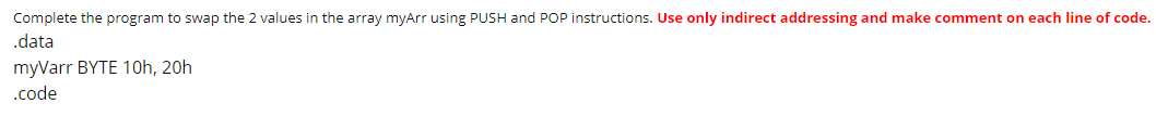 Solved Complete the program to swap the 2 values in the | Chegg.com