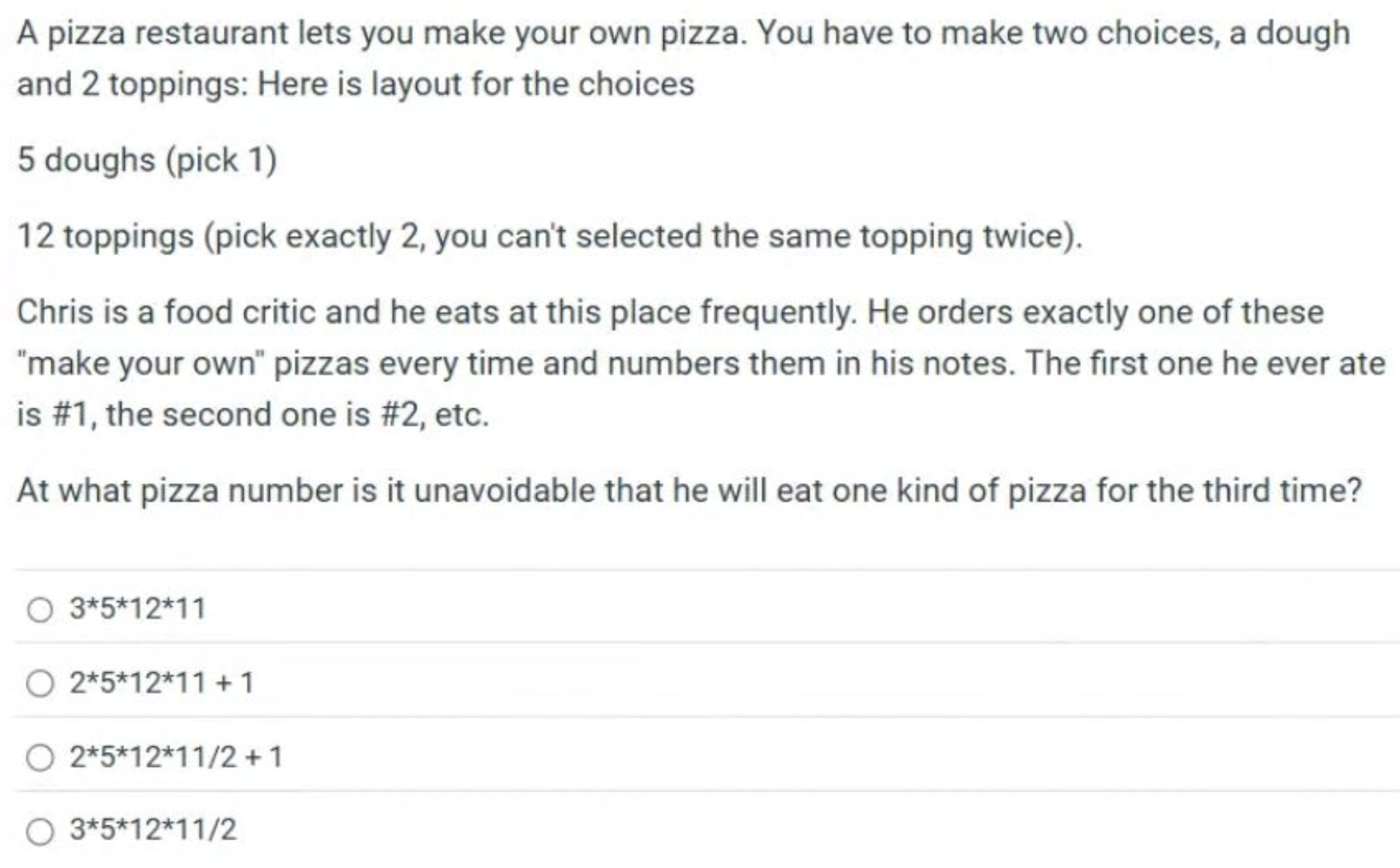 Solved A pizza restaurant lets you make your own pizza. You | Chegg.com