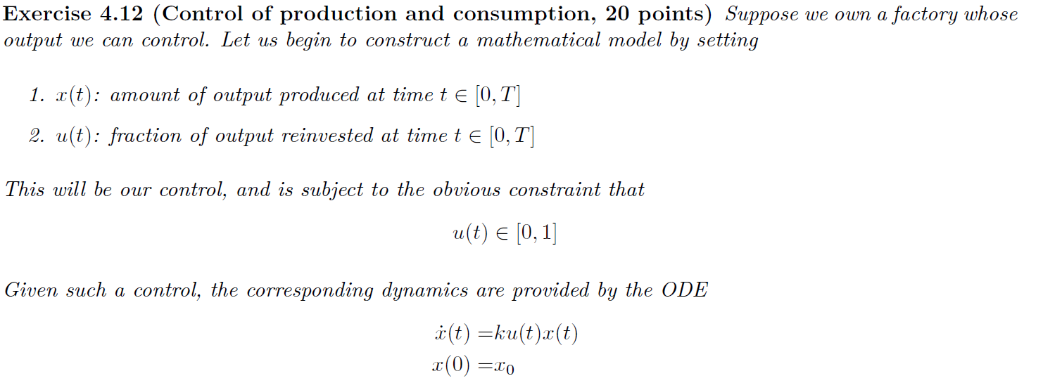 Exercise 4.12 (Control of production and consumption, | Chegg.com