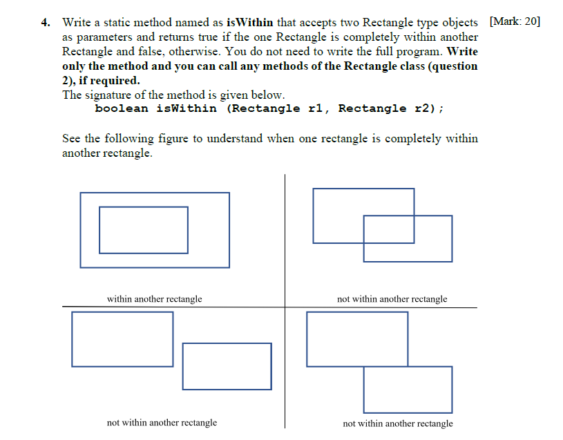 Solved 4. Write a static method named as is within that | Chegg.com