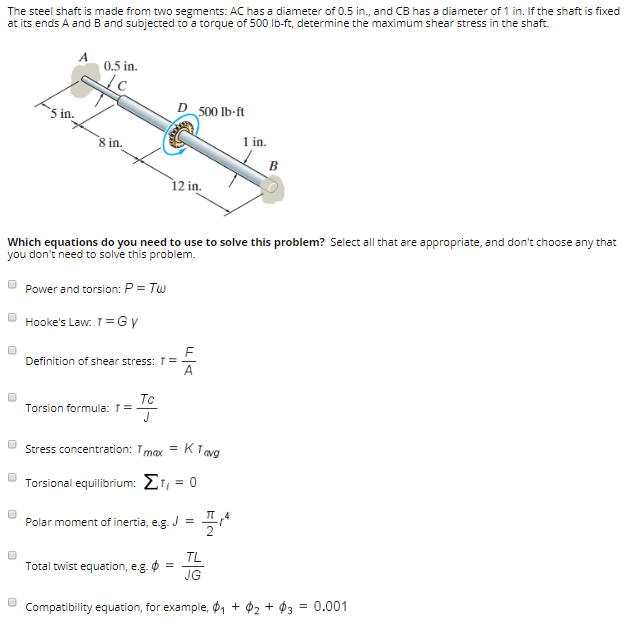 Solved The steel shaft is made from two segments: AC has a | Chegg.com