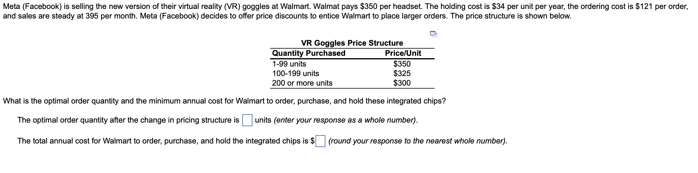 What is the optimal order quantity and the minimum | Chegg.com