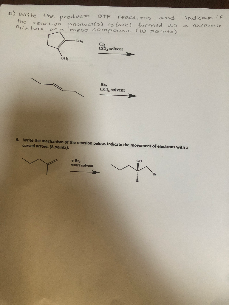 Solved 5) write the producto OTF reactions and the reaction | Chegg.com