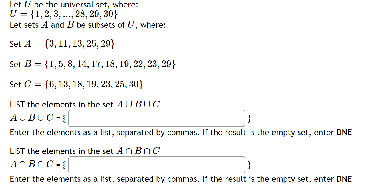 Solved U={1,2,3,4,5,6,7,8,9} Let sets A,B, and C be subsets | Chegg.com