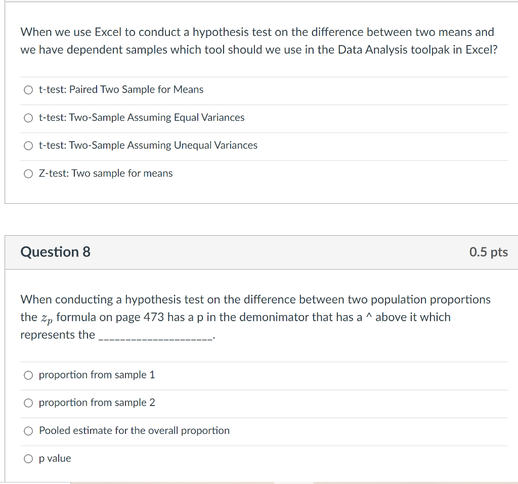 Solved When we use Excel to conduct a hypothesis test on the | Chegg.com