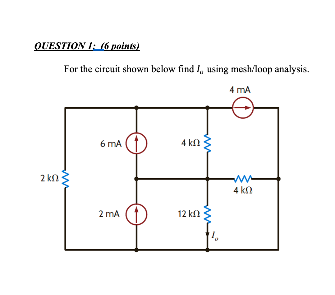 Solved QUESTION 1: (6 points) For the circuit shown below | Chegg.com