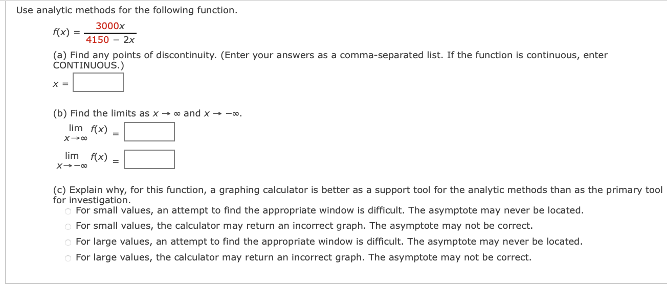 Solved Use analytic methods for the following function. | Chegg.com