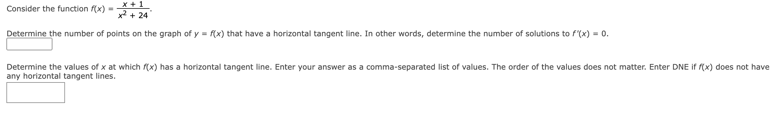Solved x + 1 Consider the function f(x) = x2 + 24 Determine | Chegg.com