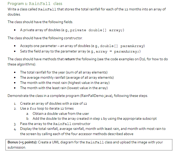 Solved Program 1: Rainfall class Write a class called | Chegg.com