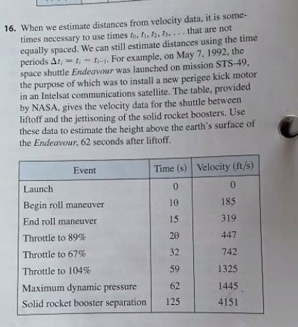 Solved 16. When we estimate distances from velocity data, it | Chegg.com