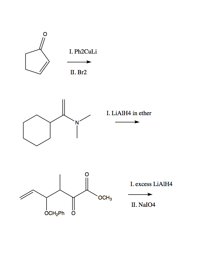 Solved I. Ph2Culi II. Br2 dan of I. LiAlH4 in ether I. | Chegg.com