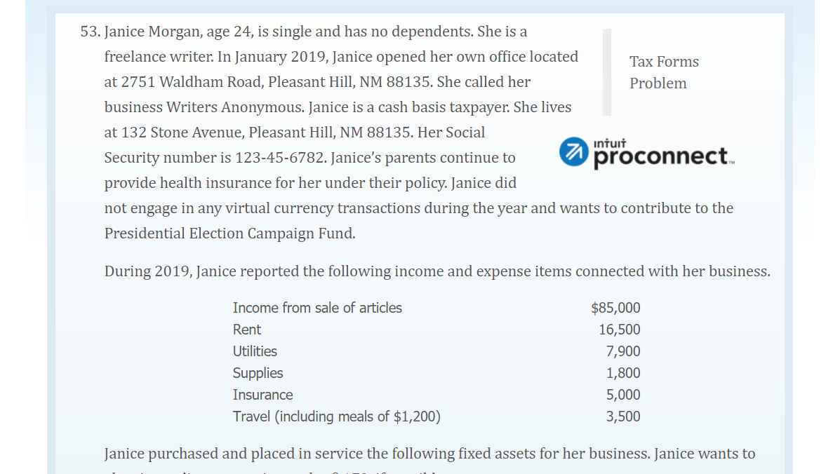 Solved 53. Janice Morgan, age 24, is single and has no | Chegg.com