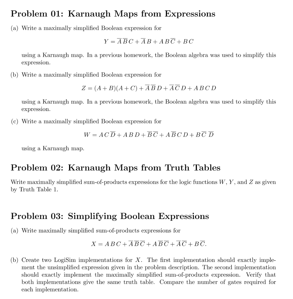 Solved Problem 01: Karnaugh Maps from Expressions (a) Write | Chegg.com