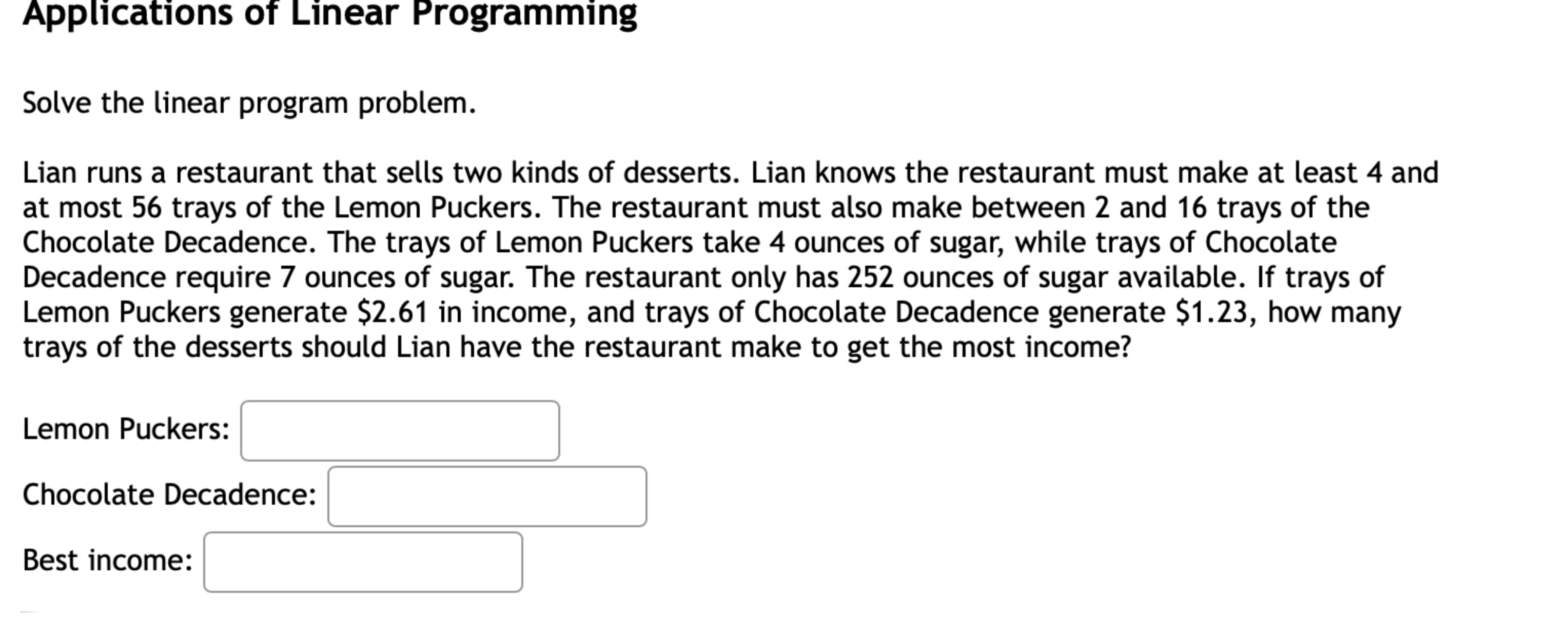 Solved Applications of Linear ProgrammingSolve the linear | Chegg.com