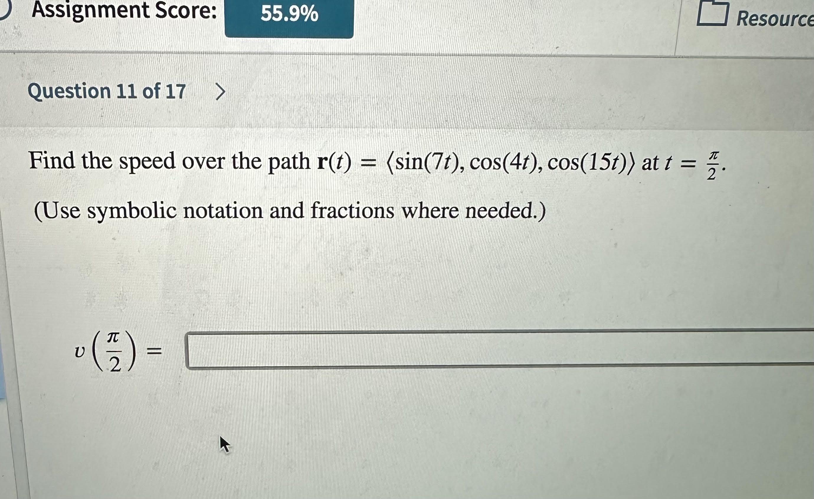 Solved Find the speed over the path | Chegg.com