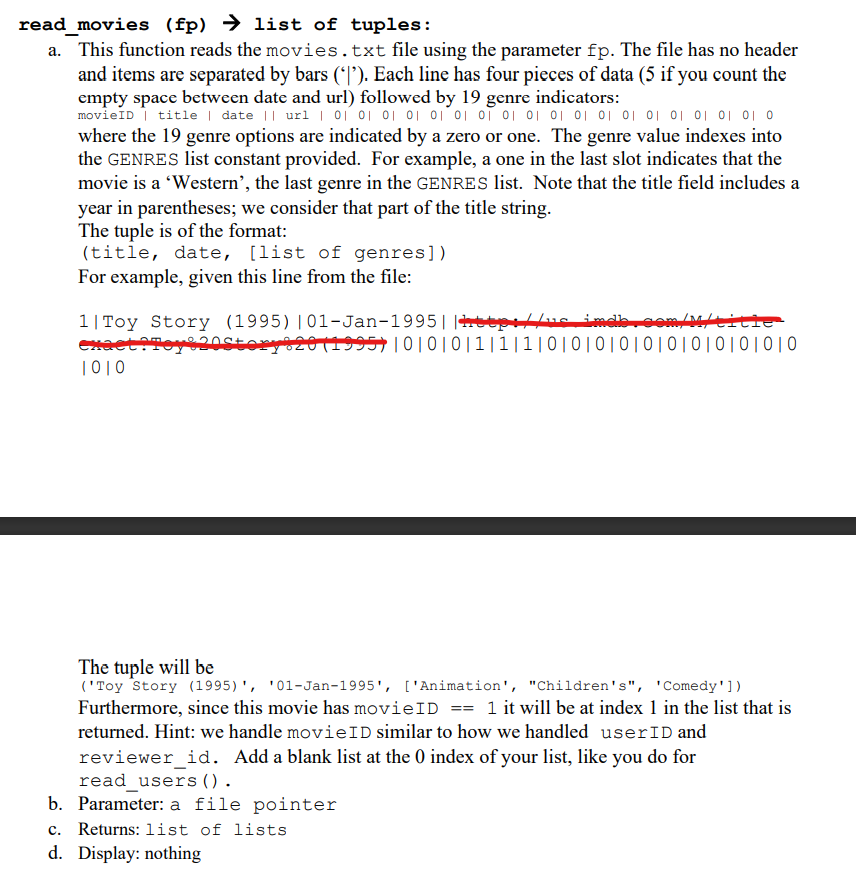 Solved cead_movies (fp)→ list of tuples: a. This function | Chegg.com