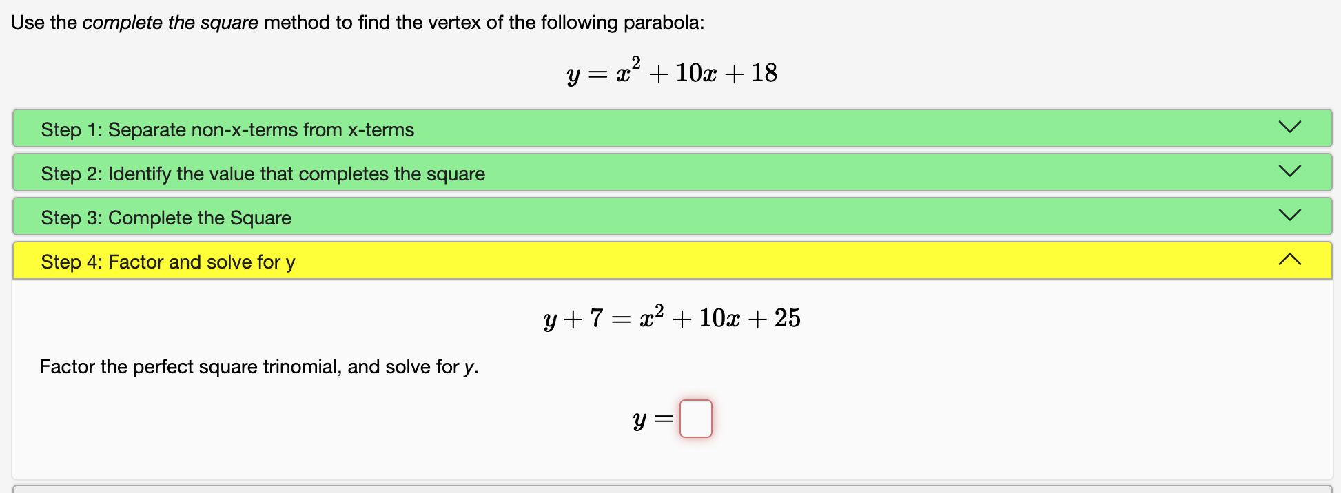 Solved Use the complete the square method to find the vertex | Chegg.com