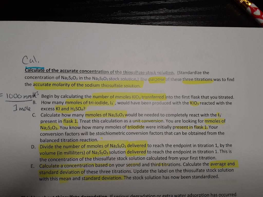 Solved Qul. Calculate of the accurate concentration of the | Chegg.com