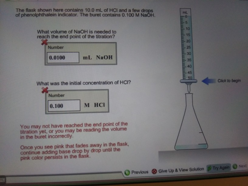 Solved The flask shown here contains 10.0 mL of HCI and a | Chegg.com