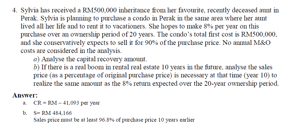 Solved 4. Sylvia has received a RM500,000 inheritance from | Chegg.com