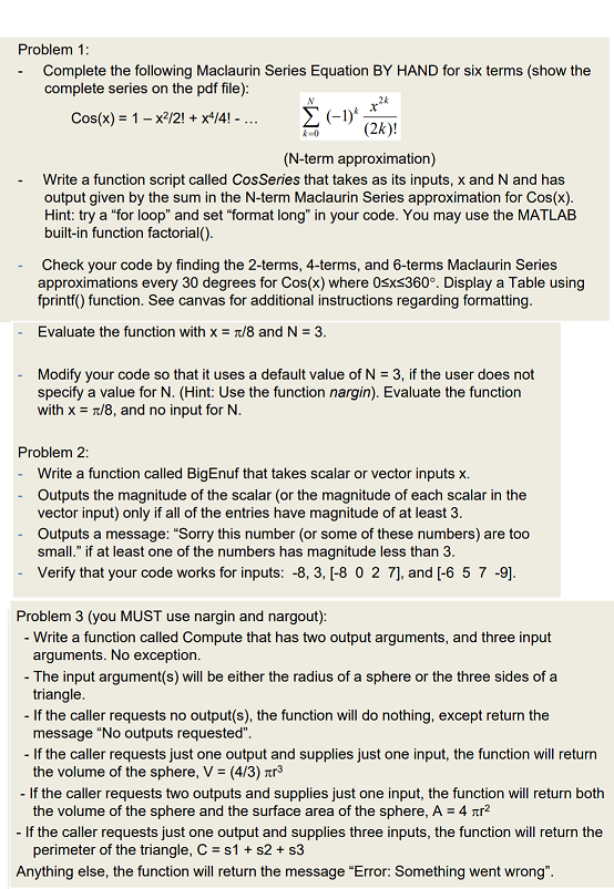 Solved Problem 1: - Complete the following Maclaurin Series | Chegg.com