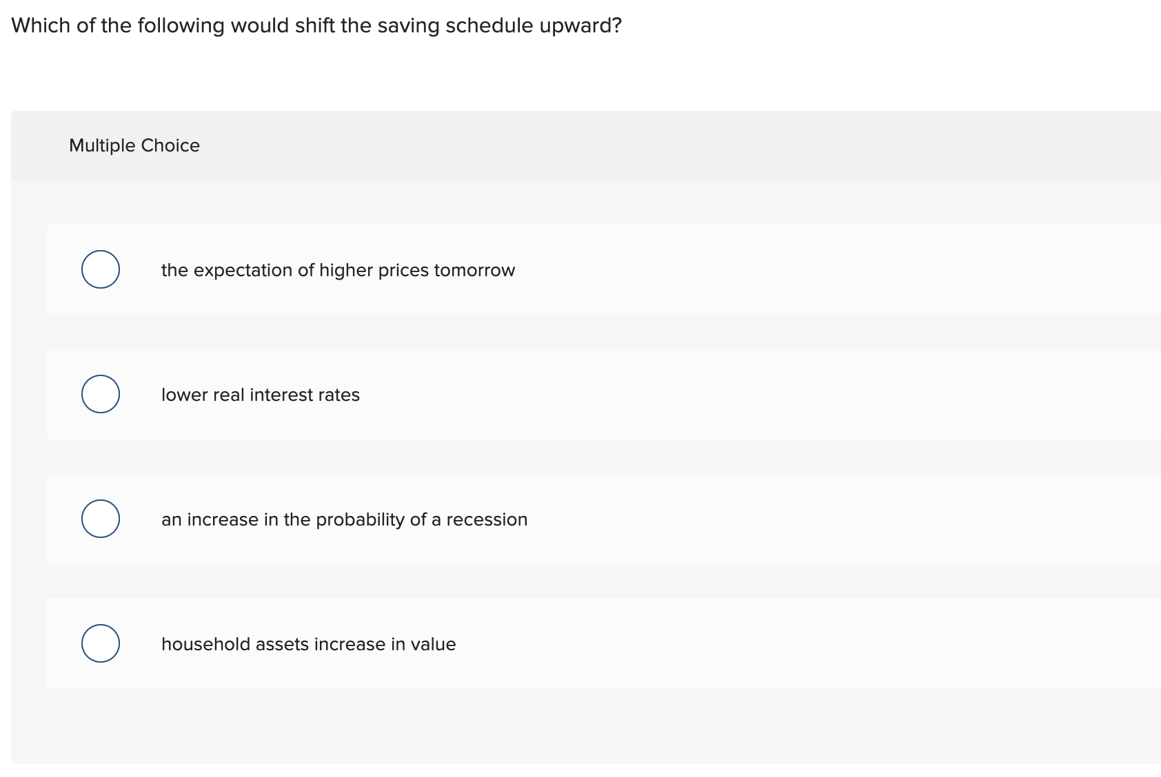 Solved Which of the following would shift the saving | Chegg.com