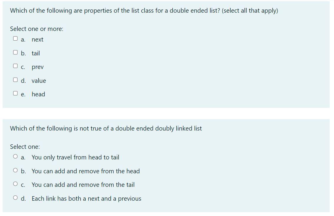 Solved Which of the following are properties of the list | Chegg.com