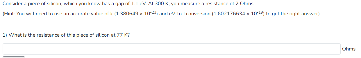 Solved Consider a piece of silicon, which you know has a gap | Chegg.com