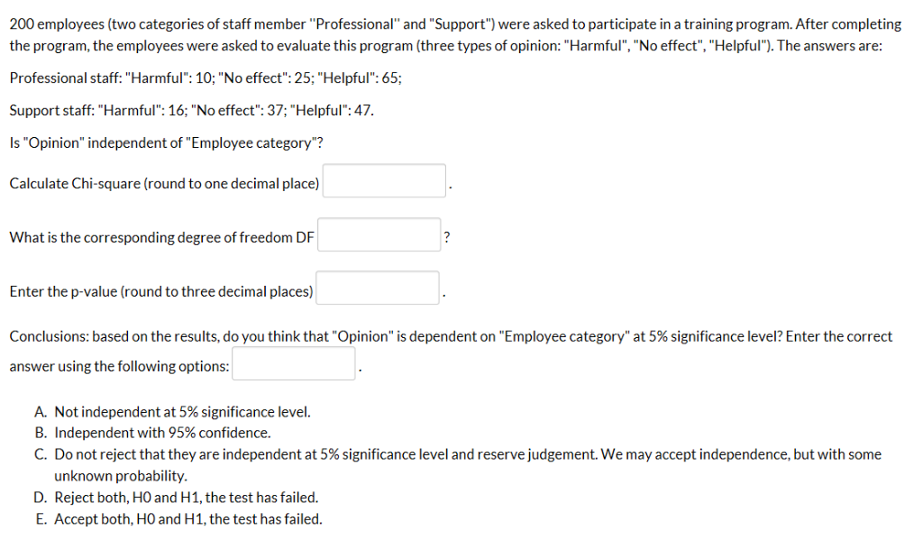 Solved 200 employees (two categories of staff member | Chegg.com