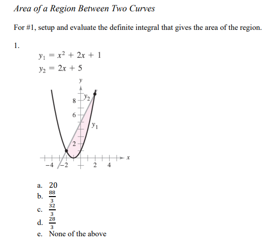 Solved Area of a Region Between Two Curves For #1, setup and | Chegg.com