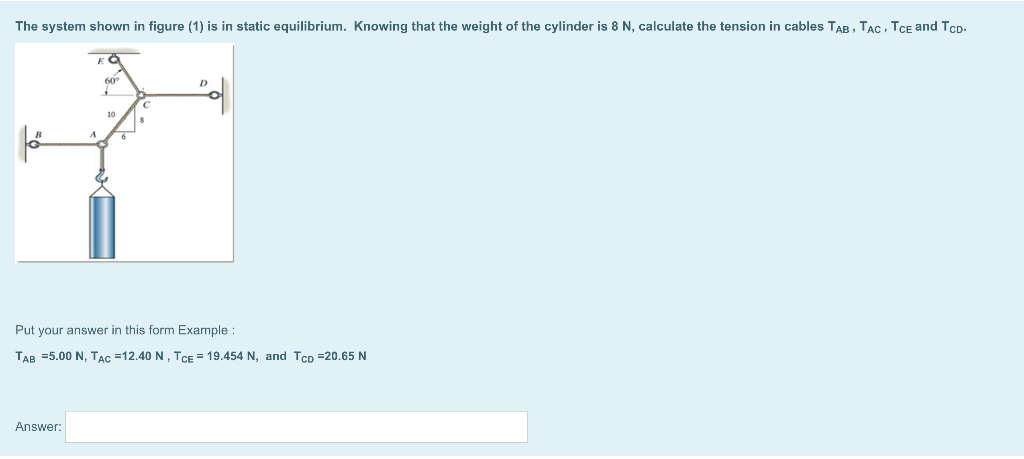 Solved The system shown in figure (1) is in static | Chegg.com