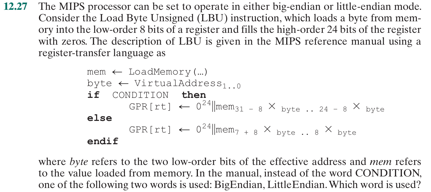 Solved 12.27 ﻿The MIPS processor can be set to operate in | Chegg.com