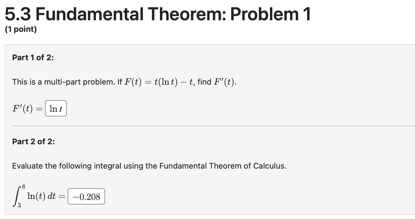 Solved 5.3 Fundamental Theorem: Problem 1 (1 point) Part 1 | Chegg.com