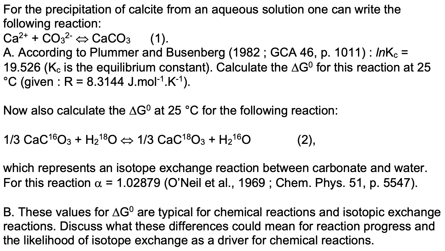 Solved 2+ For the precipitation of calcite from an aqueous | Chegg.com