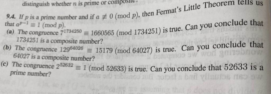 Solved 9.4. If p is a prime number and if a =0(modp), then | Chegg.com