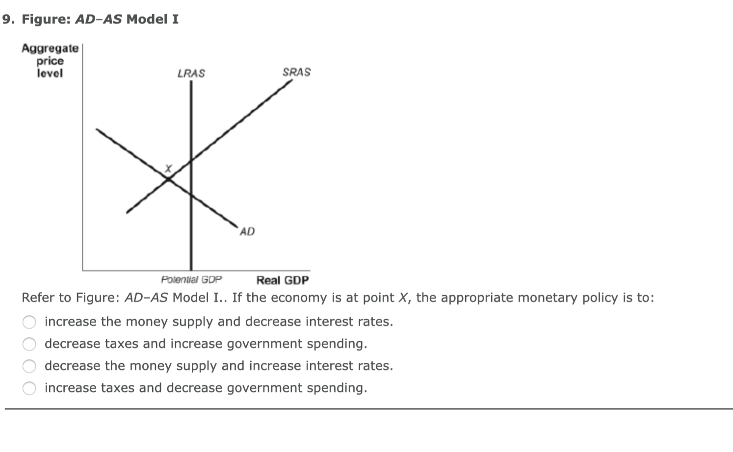 Solved 9. Refer to Figure: AD-AS Model I. If the economy is | Chegg.com