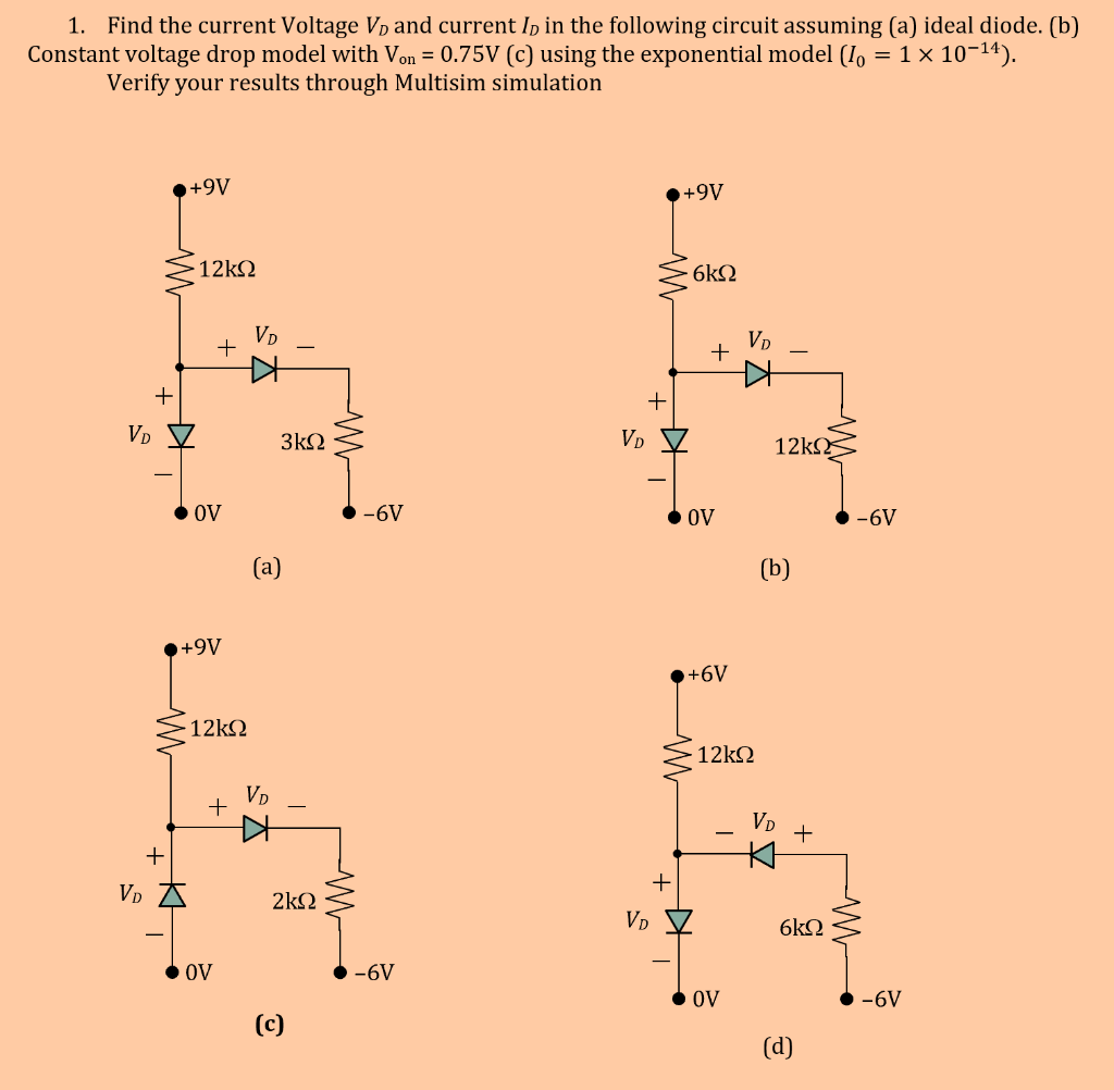 Solved Find the current Voltage VD and current ID in the | Chegg.com