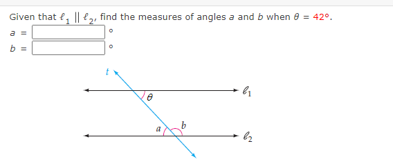 Solved Given that ℓ1∥ℓ2′, find the measures of angles a and | Chegg.com