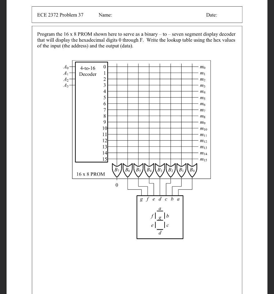 Solved Program the 16 x 8 PROM shown here to serve as a | Chegg.com