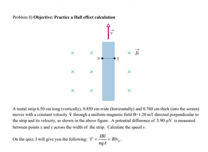 Solved Problem 8) Objective: Practice a Hall effect | Chegg.com