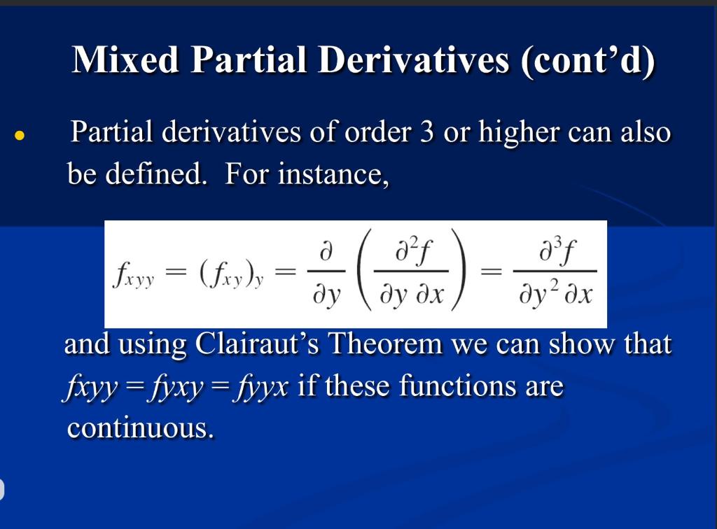 Solved Mixed Partial Derivatives (cont'd) Partial | Chegg.com