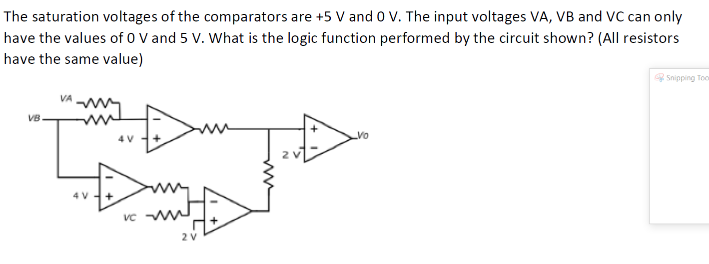 Solved The saturation voltages of the comparators are +5 V | Chegg.com