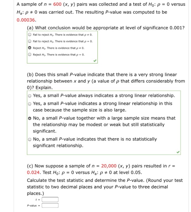 Solved A sample of n 600 (x, y) pairs was collected and a | Chegg.com