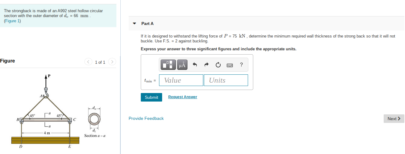 Solved The strongback is made of an A992 steel hollow | Chegg.com
