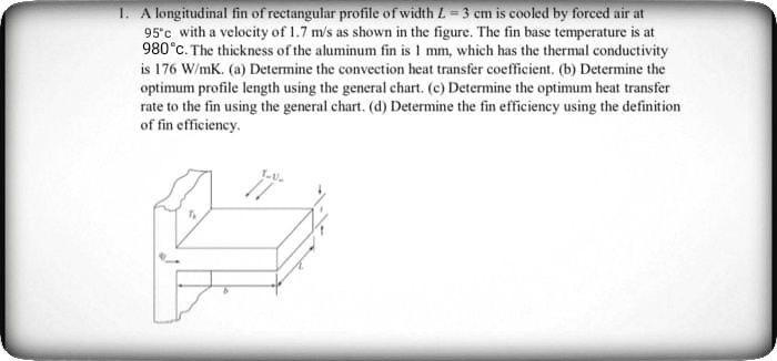 Solved 1. A longitudinal fin of rectangular profile of width | Chegg.com