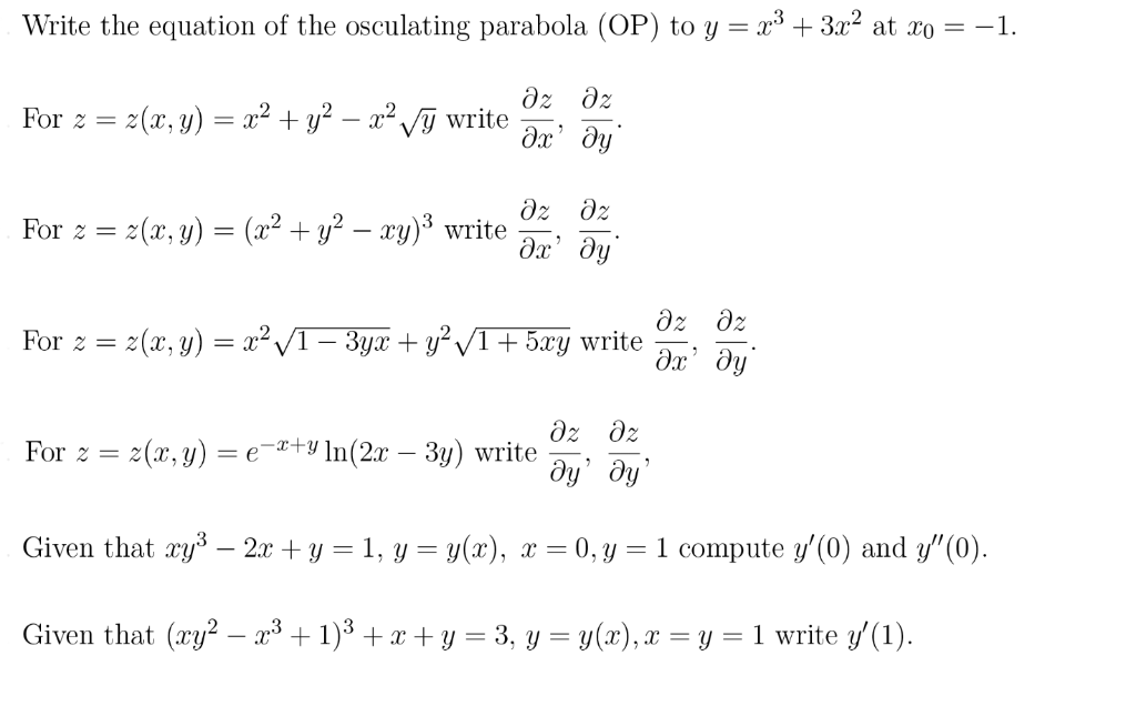 Solved Write the equation of the osculating parabola (OP) to | Chegg.com